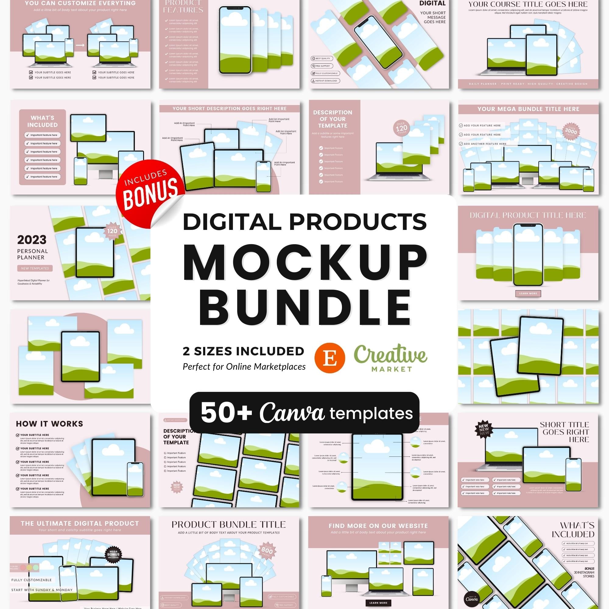 Digital Products Mockup Templates Mega Bundle White - DigiPax