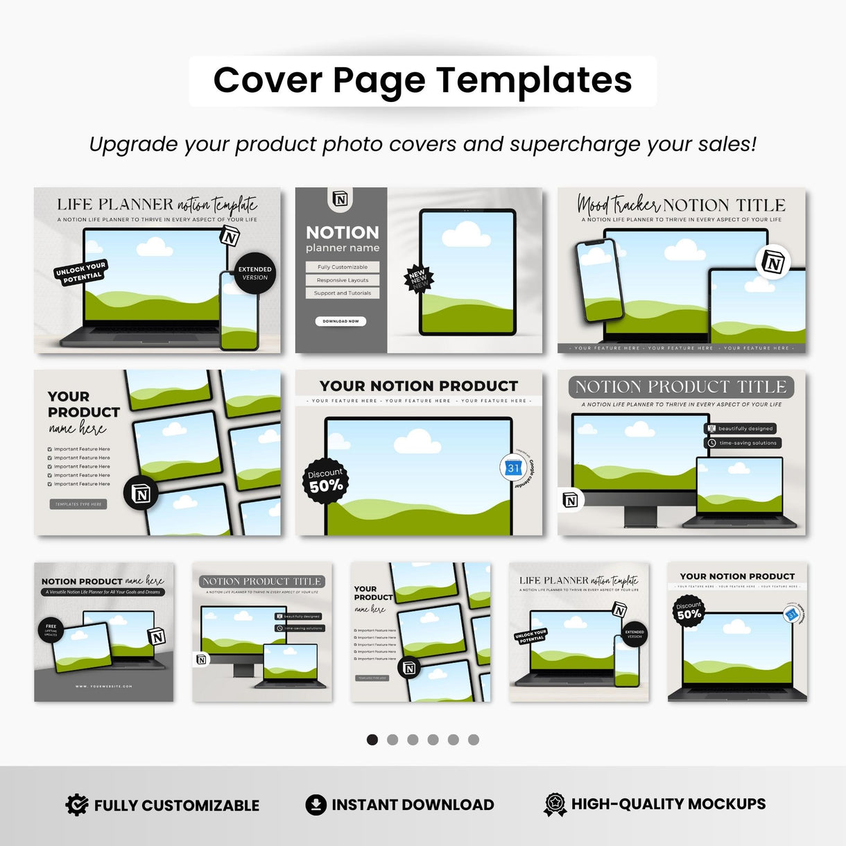 Notion Template Canva Mockups Bundle Black Devices - DigiPax