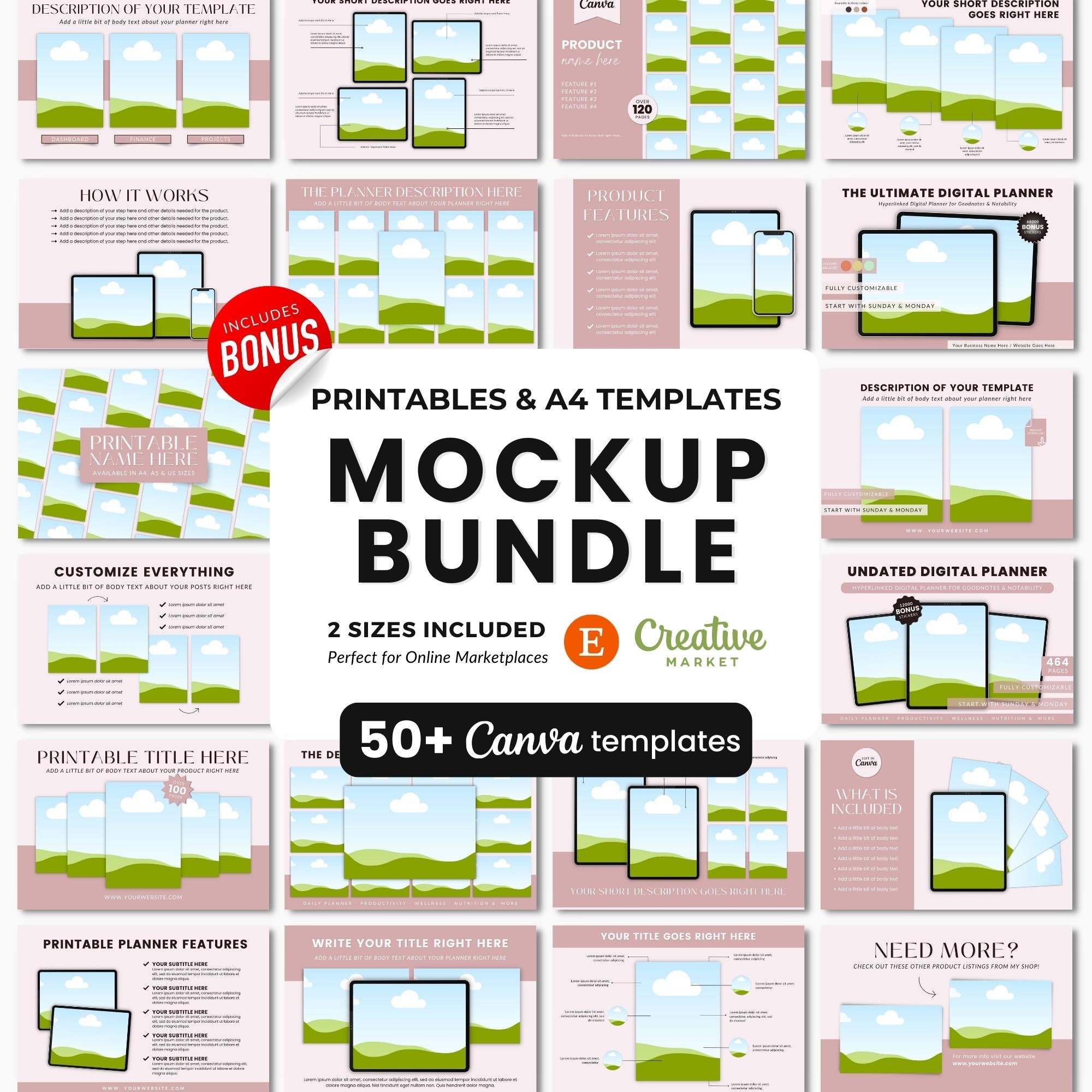 Printables Canva Mockup Templates Mega Bundle - DigiPax